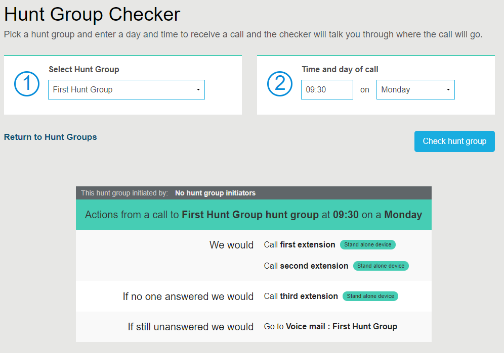 Creating and managing Hunt Groups