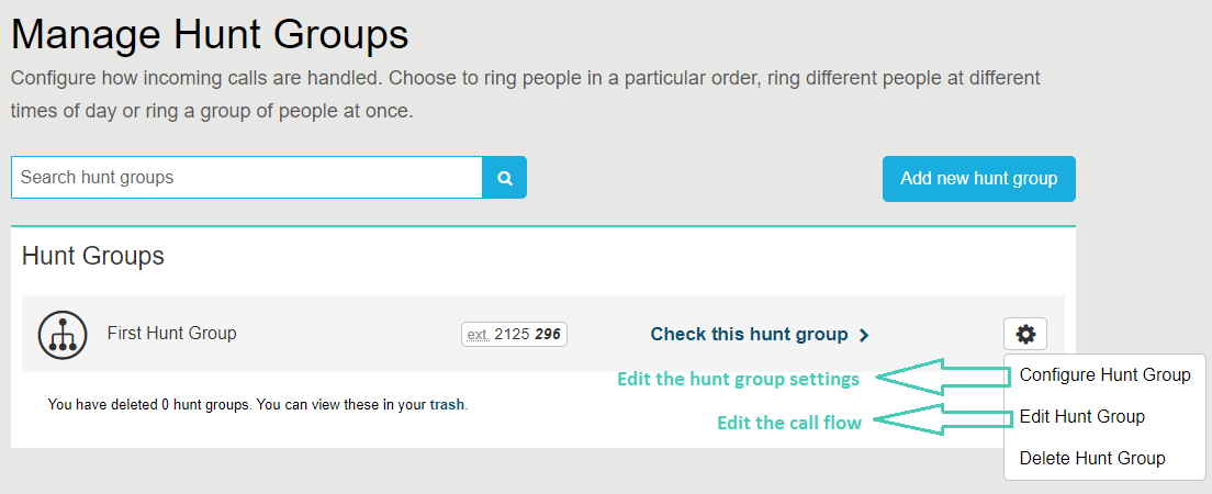 Creating and managing Hunt Groups