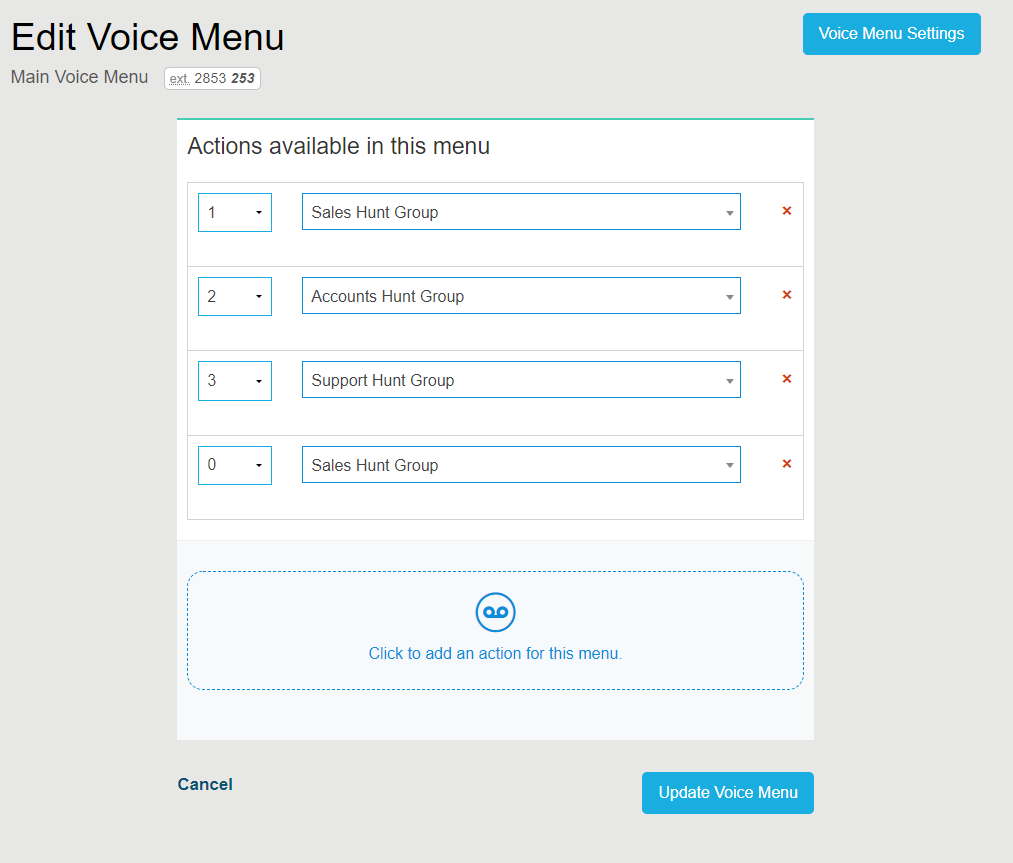 Creating a Voice Menu in the Gradwell Control Panel