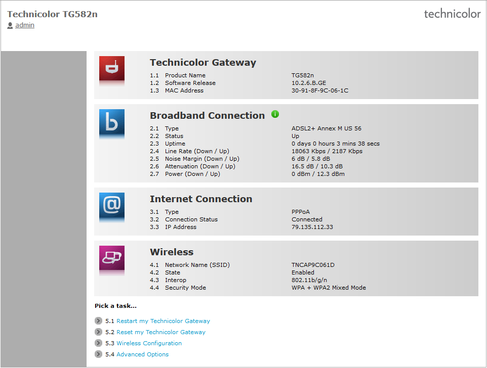 How to setup a Technicolor TG582n router for use with Gradwell ADSL ...