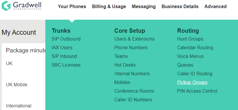 Setting up a Call pick-up group