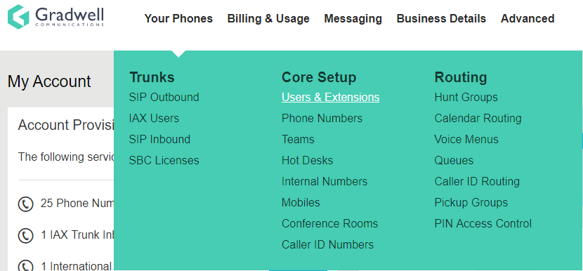 Creating and configuring a VoIP extension