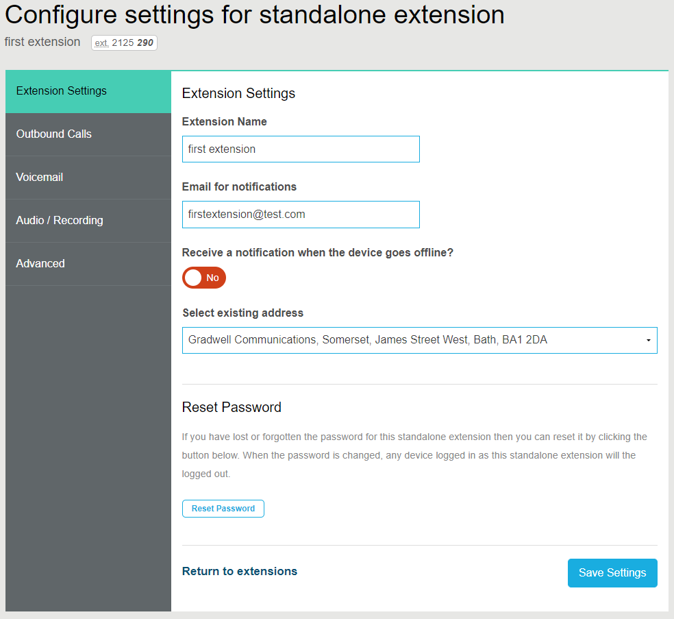 Creating and configuring a VoIP extension