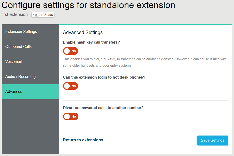 Creating and configuring a VoIP extension