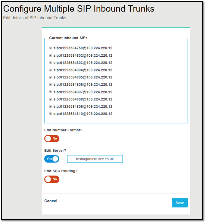 How to Configure Inbound SIP trunks