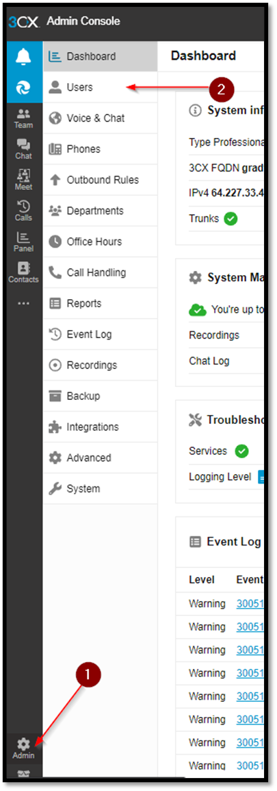 Creating and Deleting Users on 3CX V20